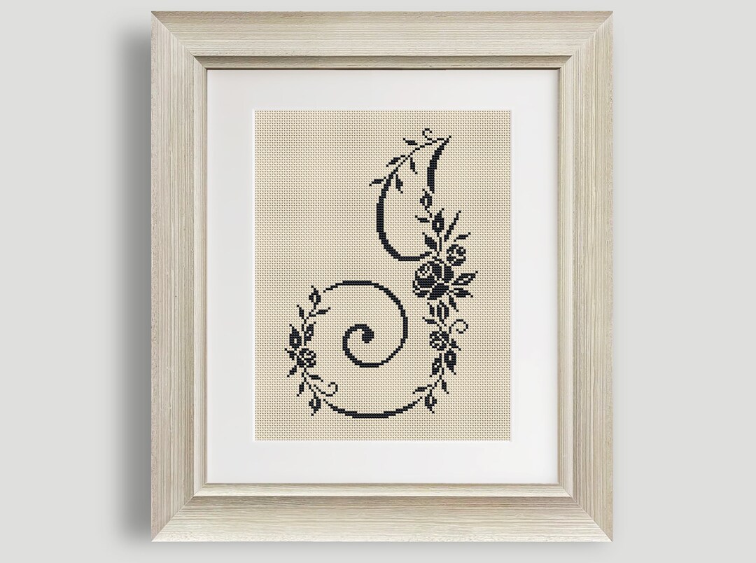 Letter J - Cross Stitch Pattern - Roses Cross Stitch - Personalized ...