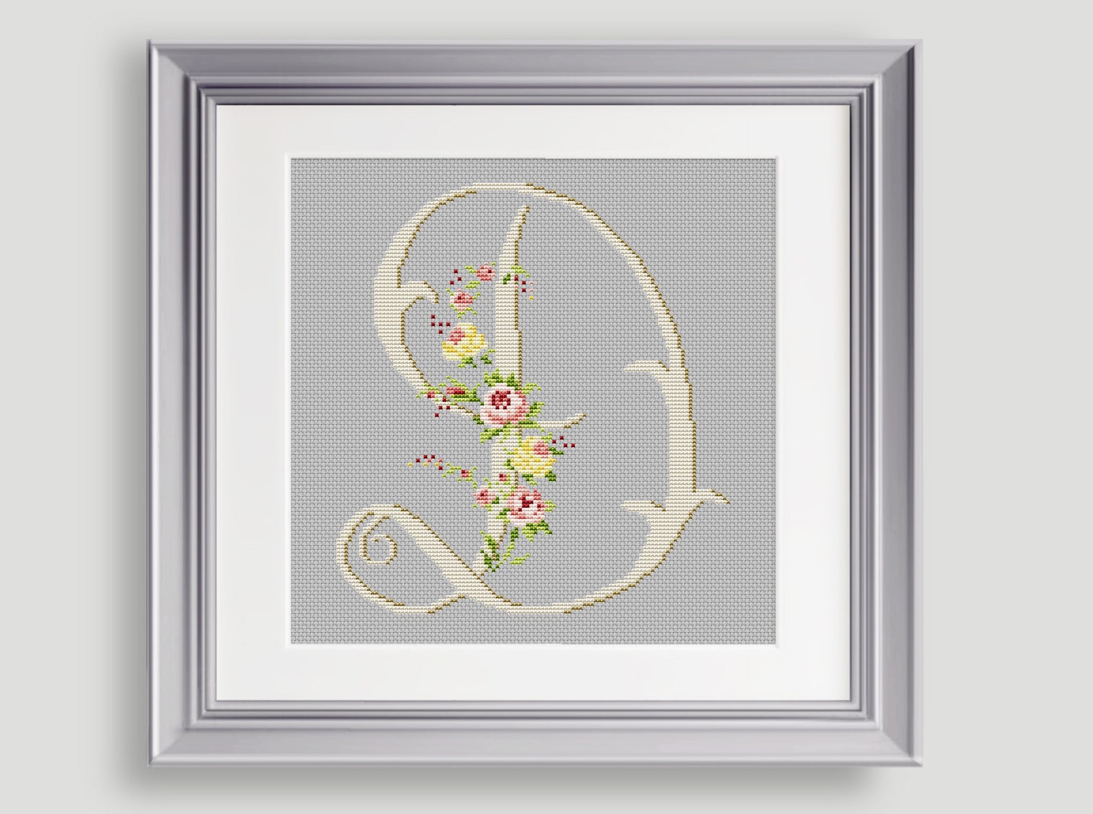 Letter "d" - Letter Cross Stitch Pattern - Flower Cross Stitch ...