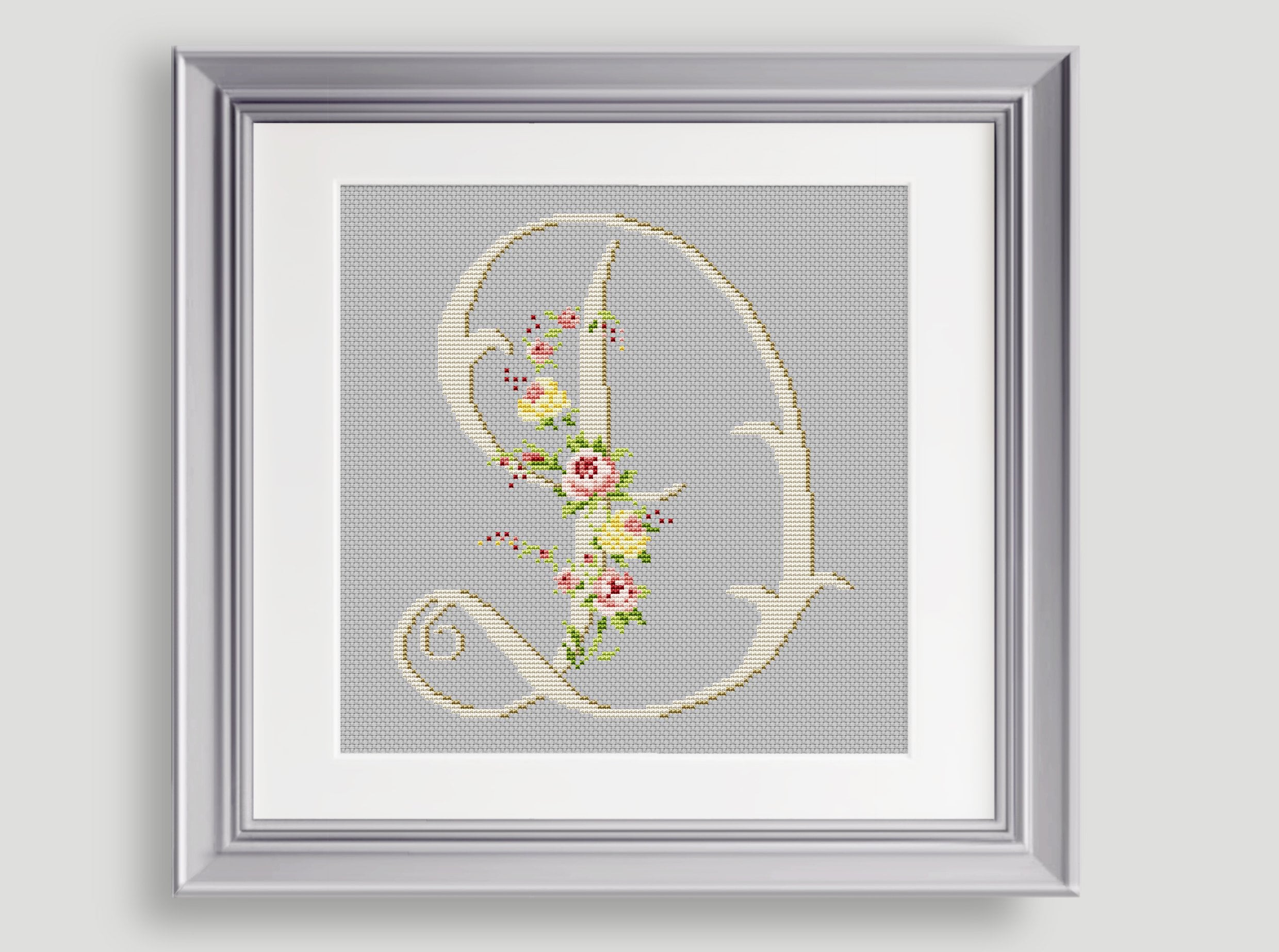 Letter d Letter Cross Stitch Pattern Flower Cross Stitch Counted Cross ...