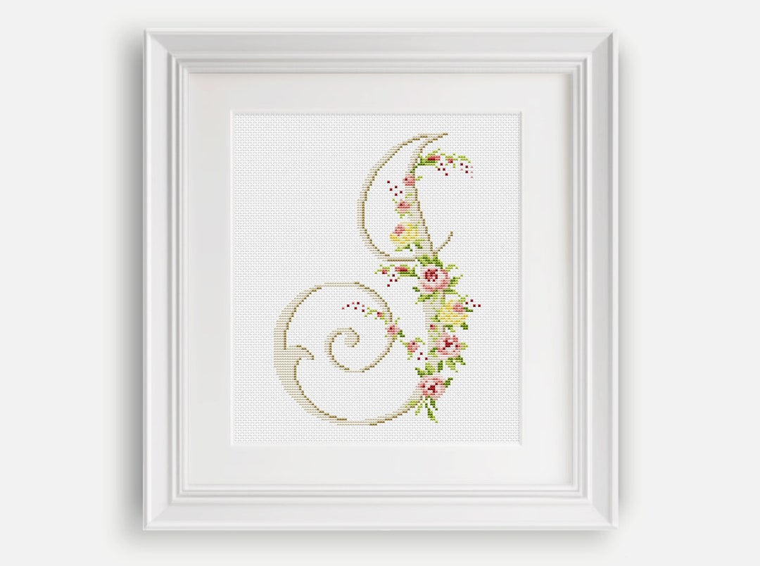 Letter "j" Cross Stitch Pattern - Flower Cross Stitch - Counted Cross ...