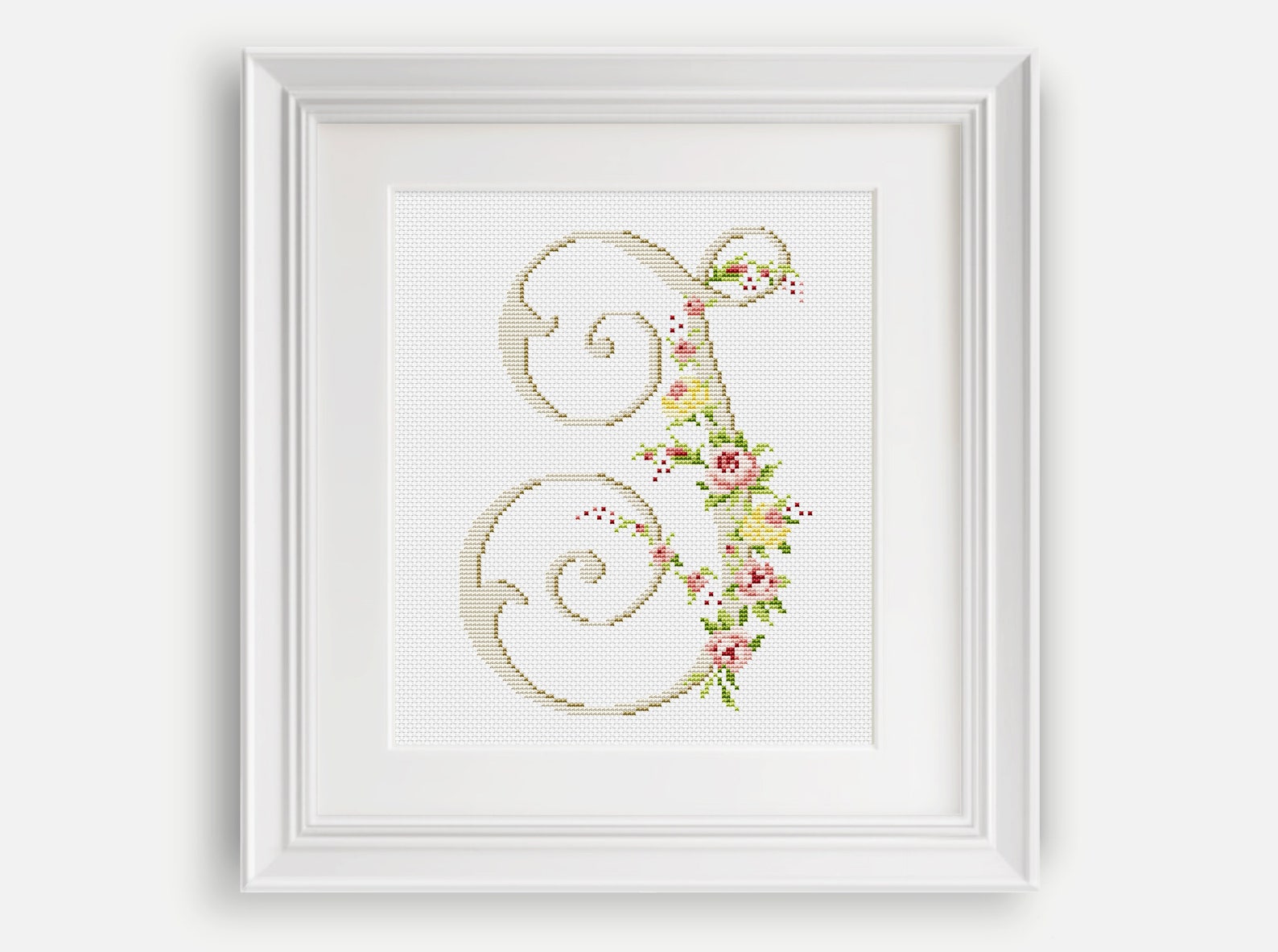 Letter i Flower Cross Stitch Monogram i Counted Cross Stitch Pattern ...