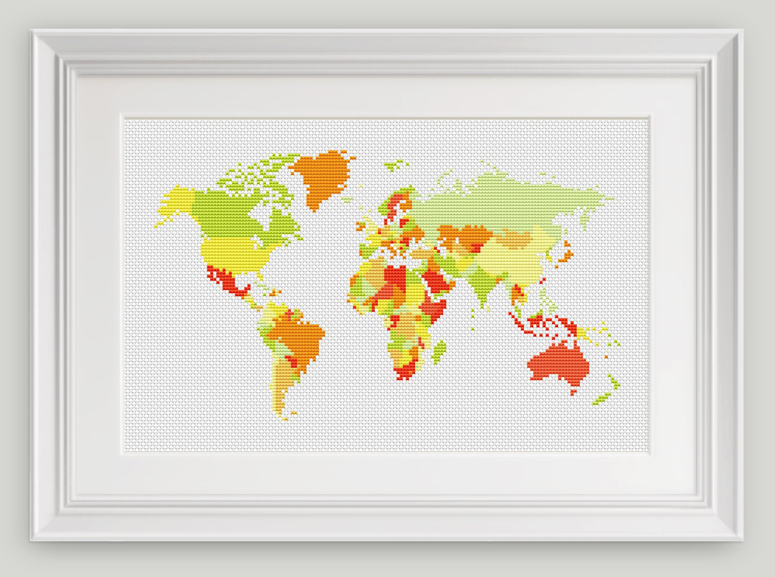 World Map Cross Stitch Pattern Cross Stitch Continent - Etsy Canada