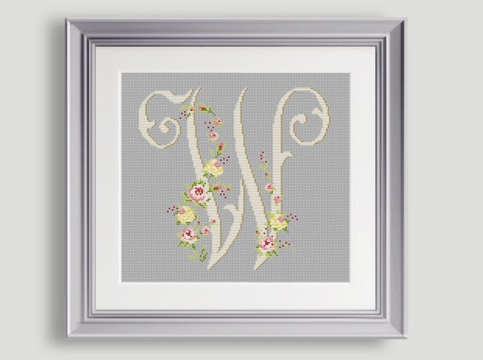Letter "w" - Cross Stitch Pattern - Personalized Letter - "w" - Flower ...