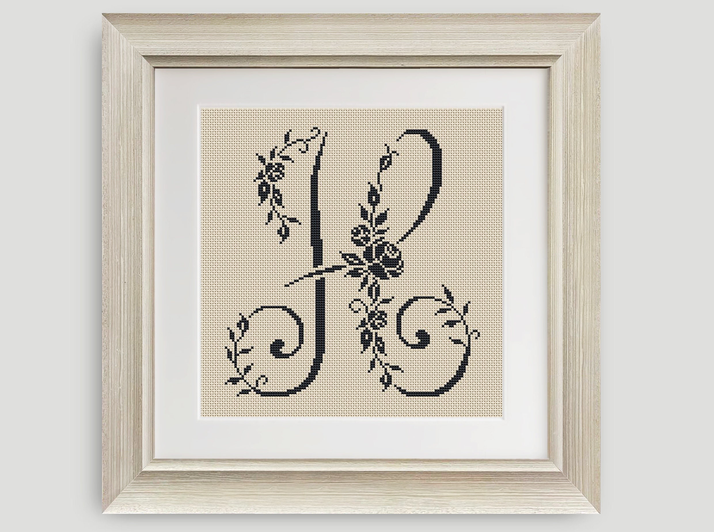 Letter H Cross Stitch Pattern Personalized Letter H Flower Cross Stitch ...
