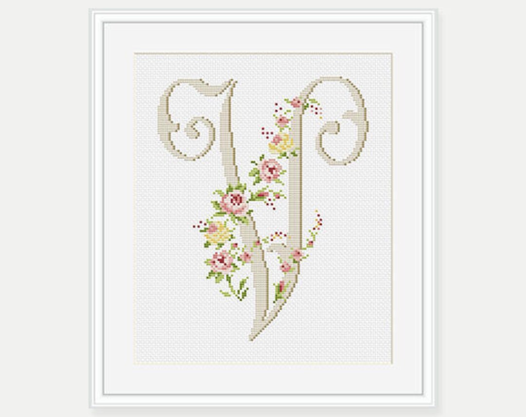 Letter v Monogram Cross Stitch Pattern - Etsy