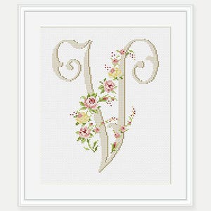 Letter v Monogram Cross Stitch Pattern - Etsy
