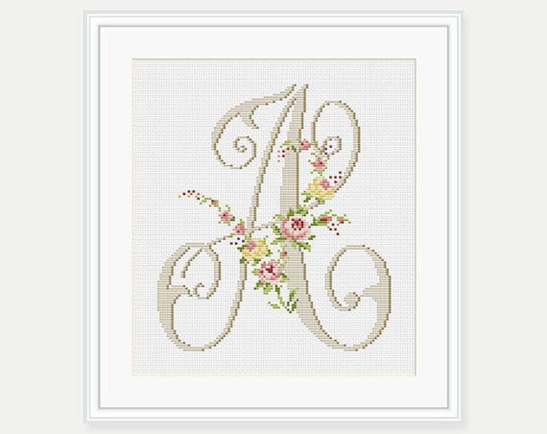 Letter Cross Stitch Pattern Letter a Flower - Etsy Canada