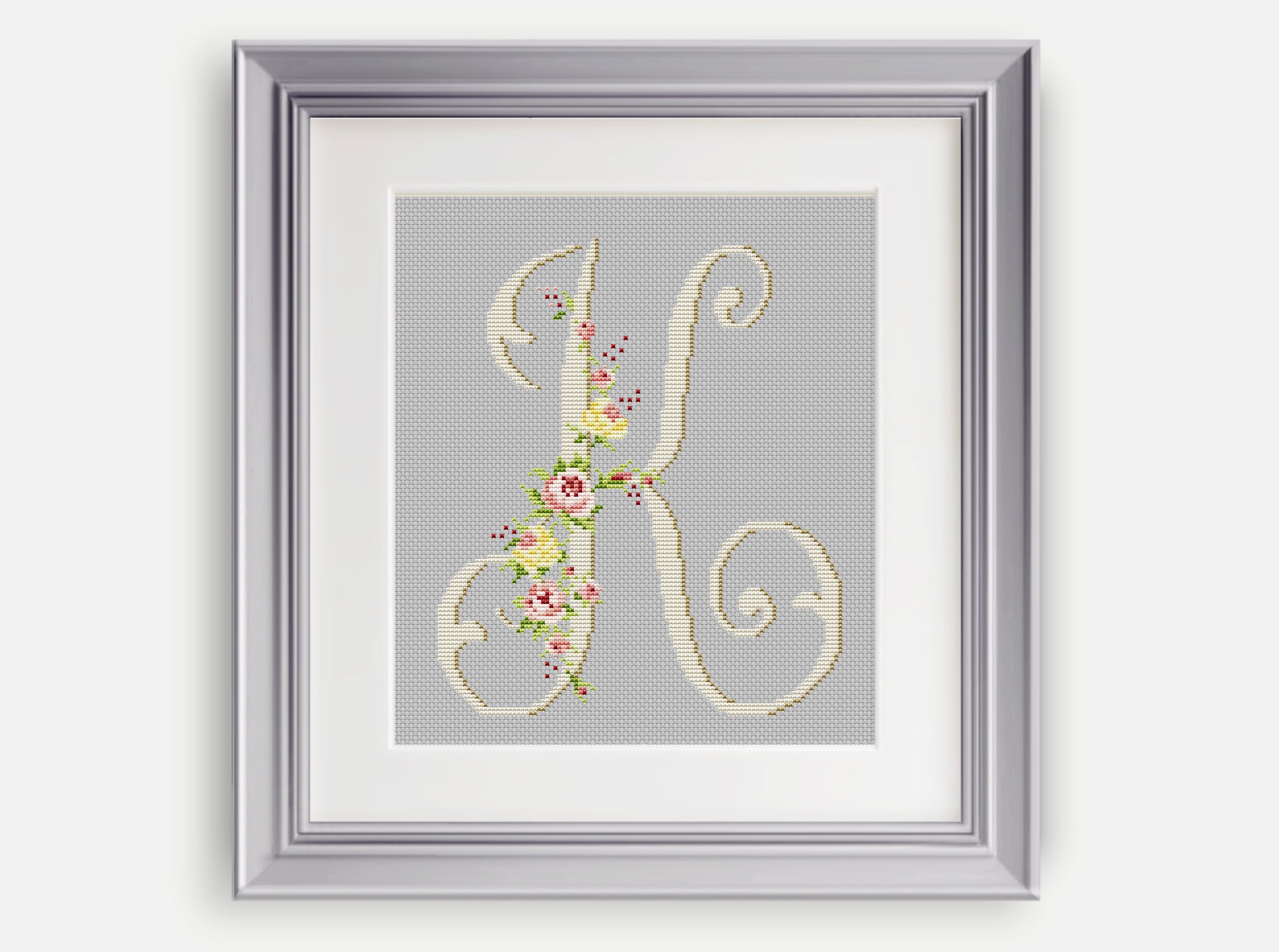 Letter k Cross Stitch Pattern Flower Cross - Etsy