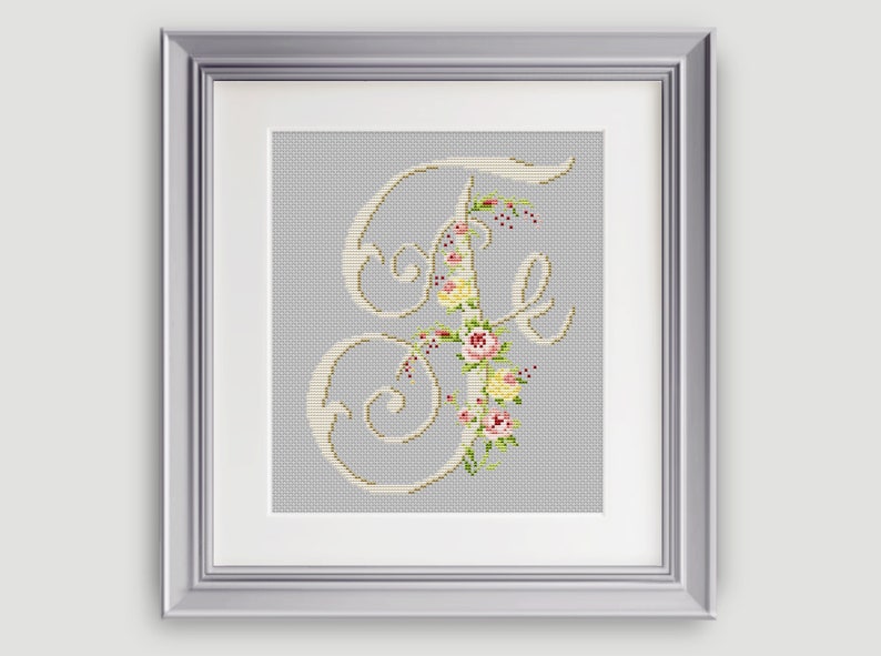 Letter f Flower Cross Stitch Personalized - Etsy