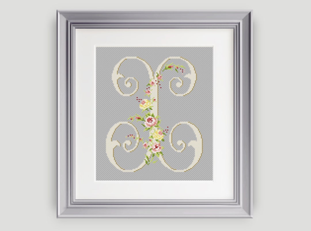 Letter "x" - Cross Stitch Pattern - Personalized Letter - "x" - Flower ...