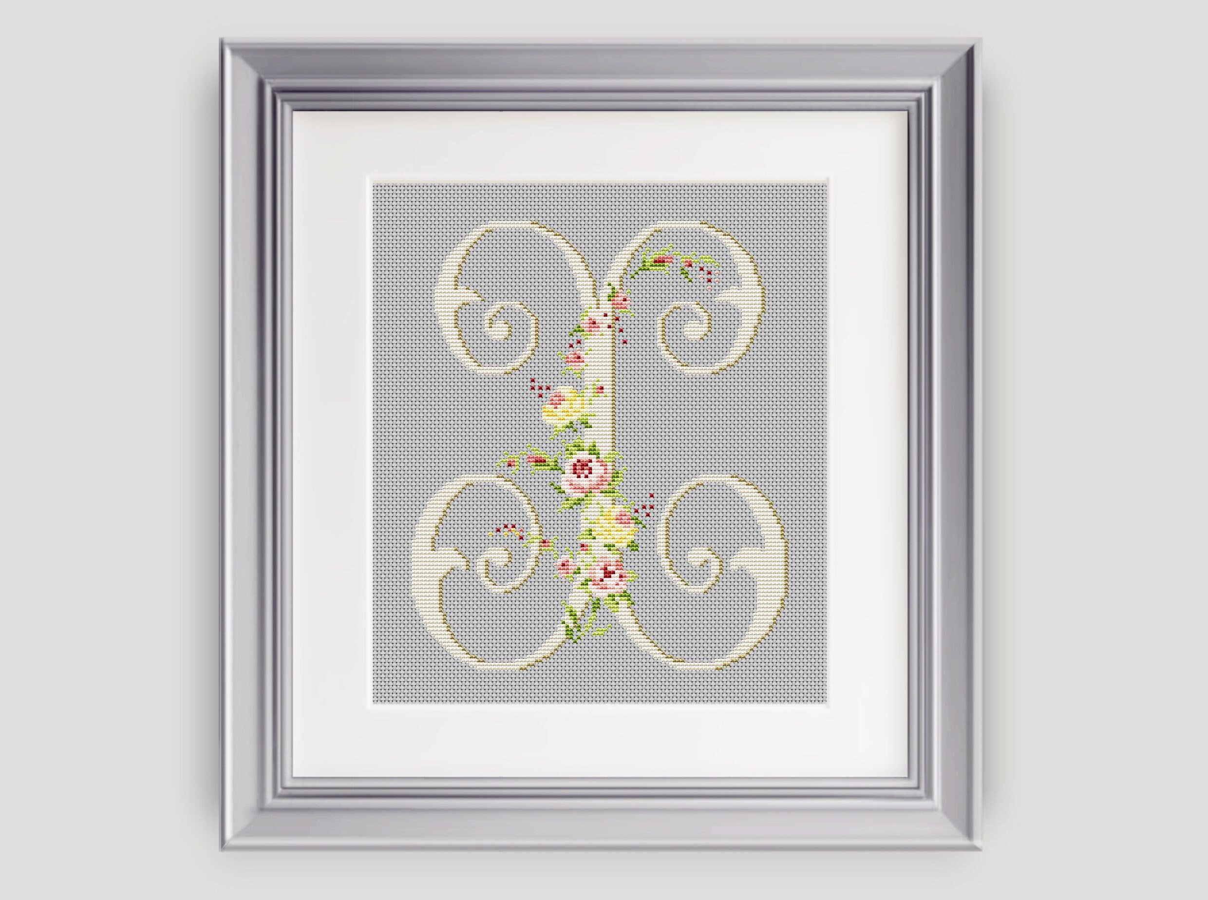 Letter "x" - Cross Stitch Pattern - Personalized Letter - "x" - Flower ...