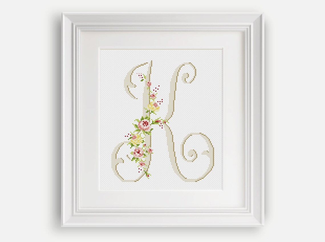 Letter k Cross Stitch Pattern Flower Cross - Etsy