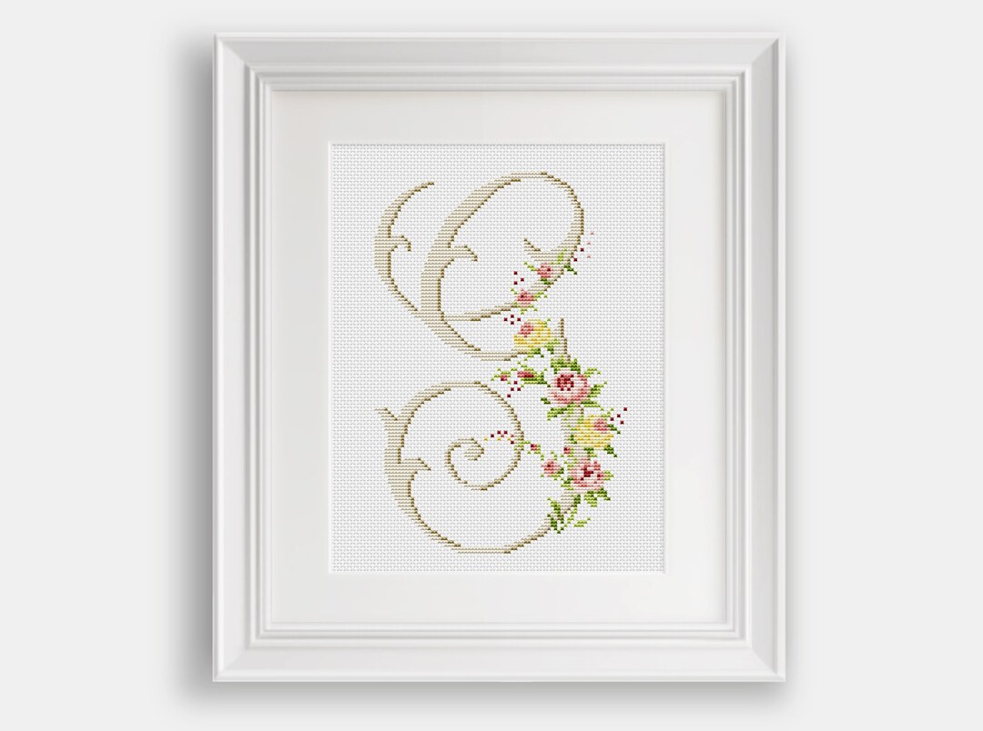 Letter "g" - Flower Cross Stitch - Personalized Letter "g" - Counted ...