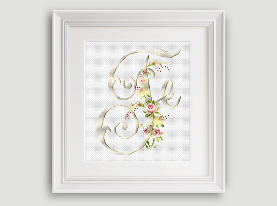 Letter "f" - Flower Cross Stitch - Personalized Letter "f" - Counted ...