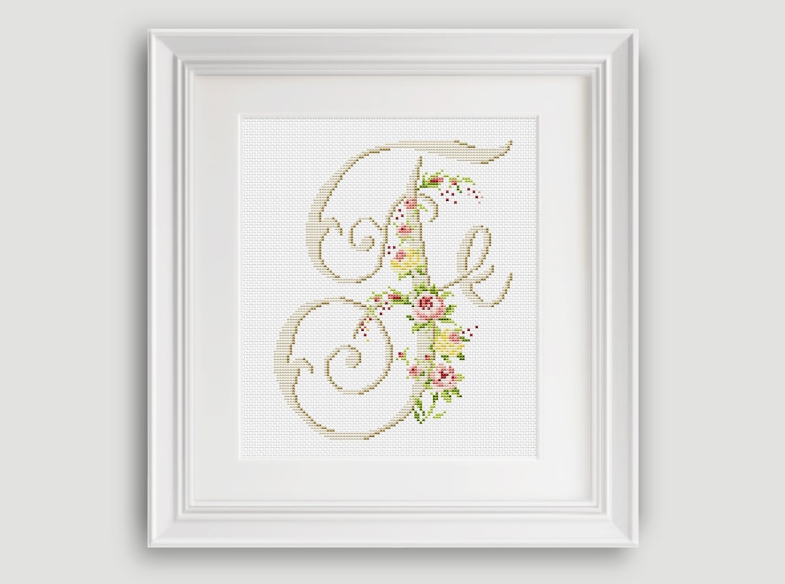 Letter f Flower Cross Stitch Personalized - Etsy