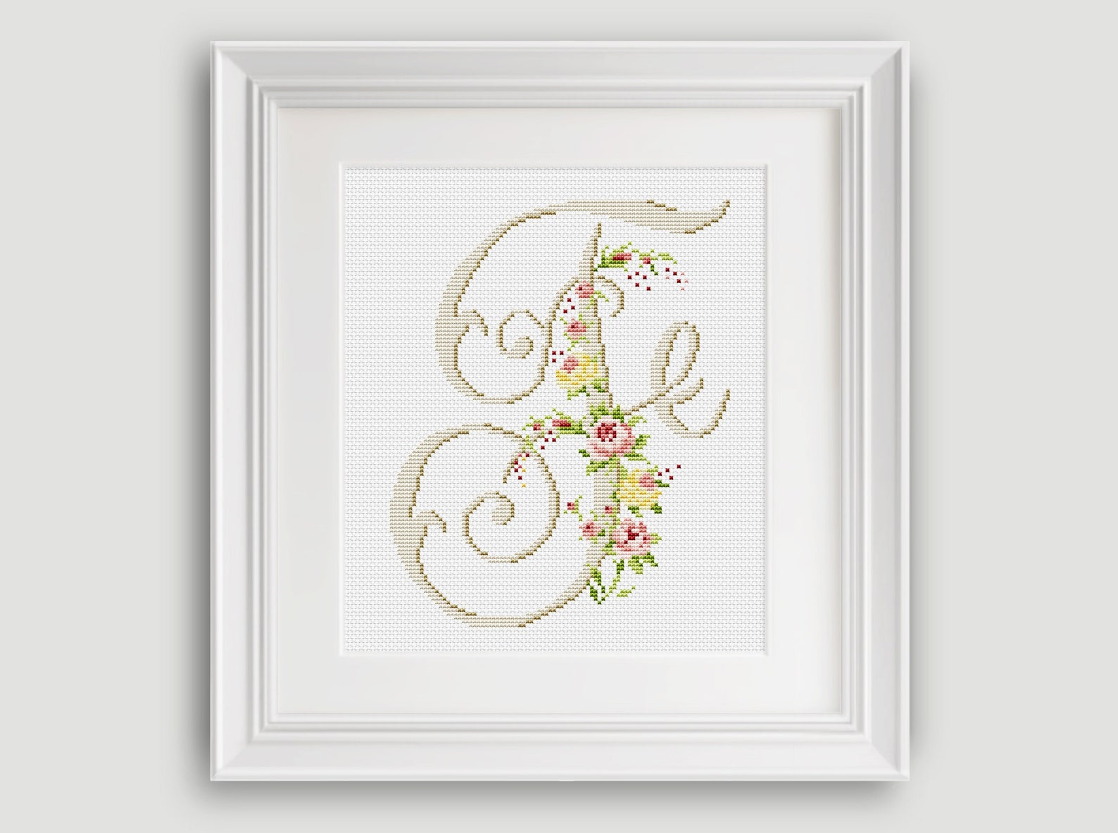 Letter f Flower Cross Stitch Personalized - Etsy