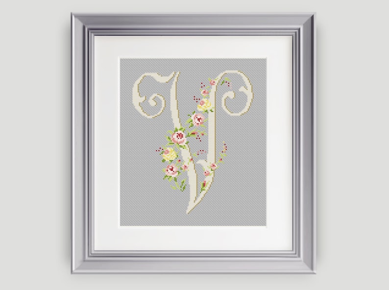 Letter v Monogram Cross Stitch Pattern - Etsy