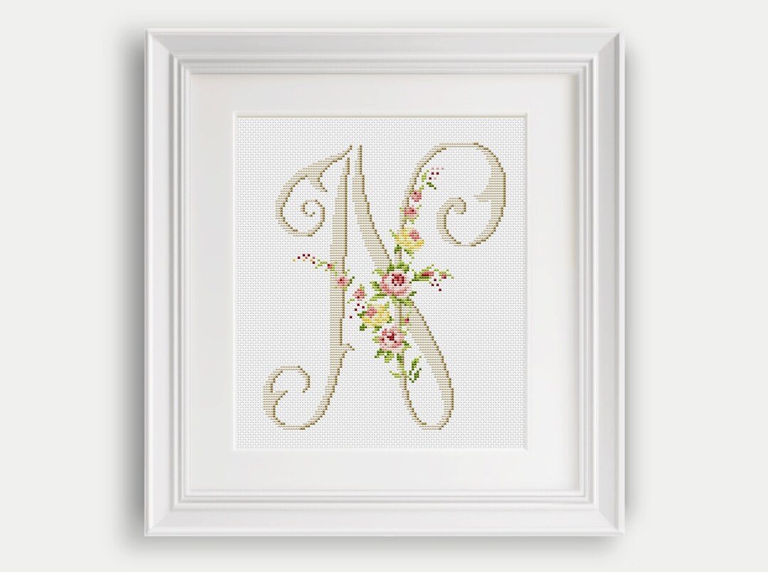 Letter "n" Cross Stitch Pattern - Flower Cross Stitch - Counted Cross ...