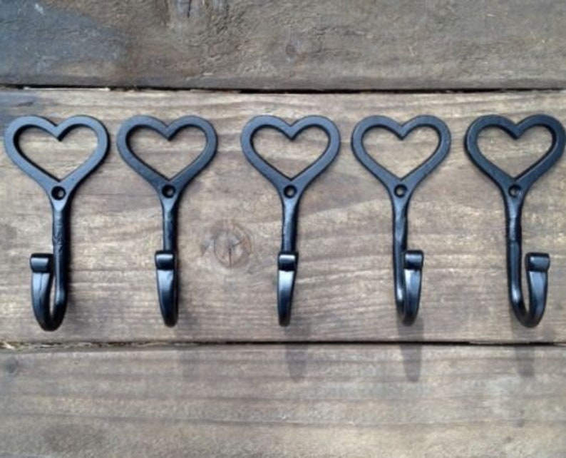 5 X Hand Made Heart Hook Shaker Love Wrought Iron Coat Hooks - Etsy