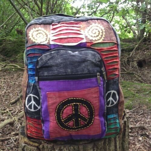 Indie Boho Hippy Backpack Hand Made Cotton Bag Peace Symbol - Etsy