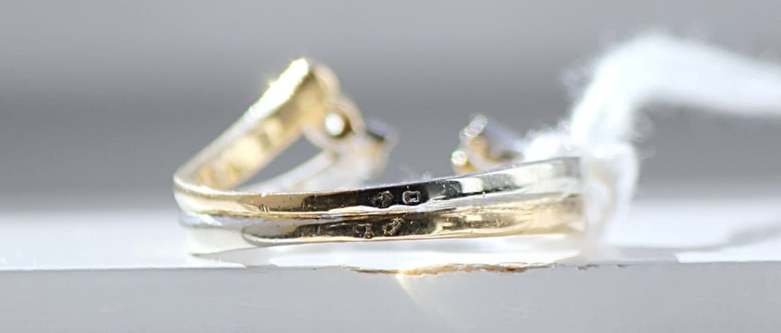 Vintage blanco y amarillo sólido 19.2K oro COMPROMISO Anillo 19.2K con ...