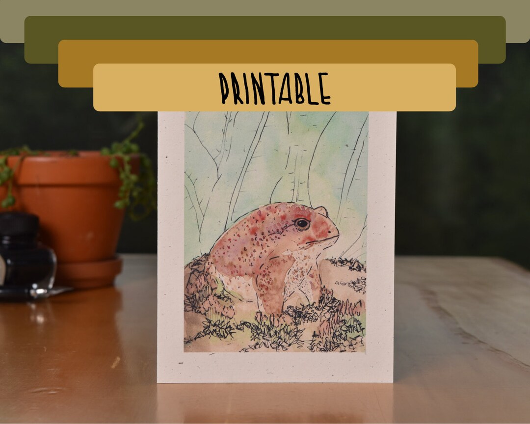 PRINTABLE Watercolor Toad Blank Greeting Card - Etsy
