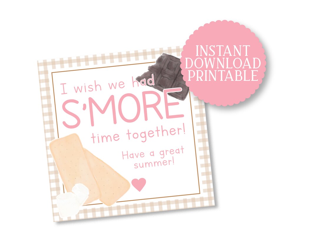 End of School Favor Tag, End of School Gift Tag, S'mores School Summer ...