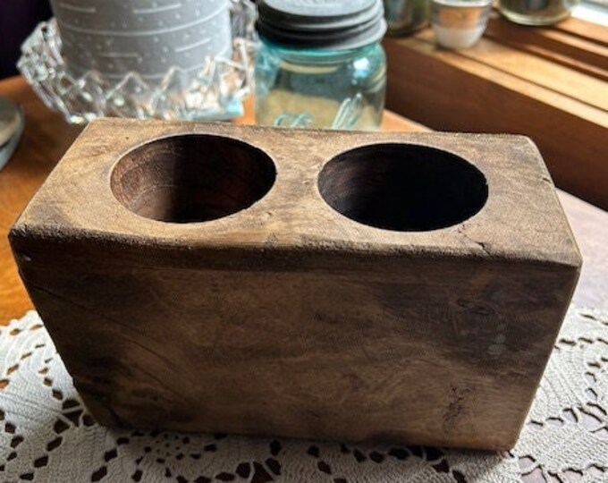 Vintage Sugar Mold Solid Wood Unique Candle Flower Holder Antique ...