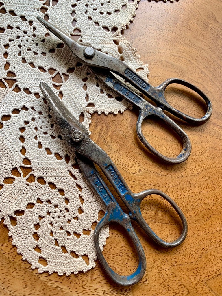 Vintage Blue Tin Snips Crescent Duckbill Metal Shears | Etsy