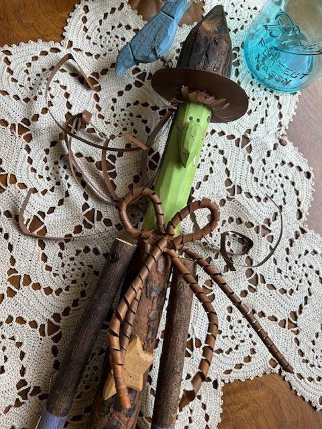 Primitive Witch Stake Shabby Chic Happy Halloween Vintage Handmade ...