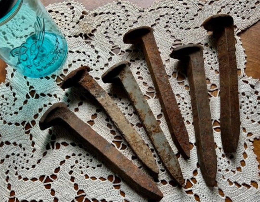 Vintage Railroad Spikes Authentic Train Track Iron Primitive Tie Stakes ...