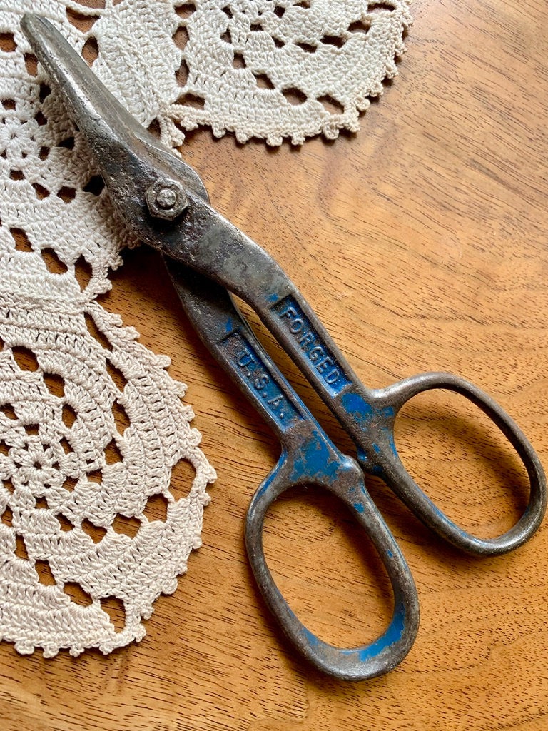 Vintage Blue Tin Snips Crescent Duckbill Metal Shears | Etsy