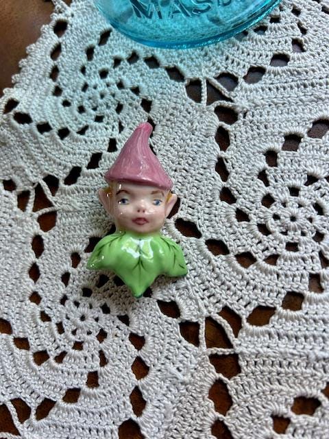 Vintage Fairy Elf Pixie Pin Hand Made Ceramic 1966 Exquisite Detail ...