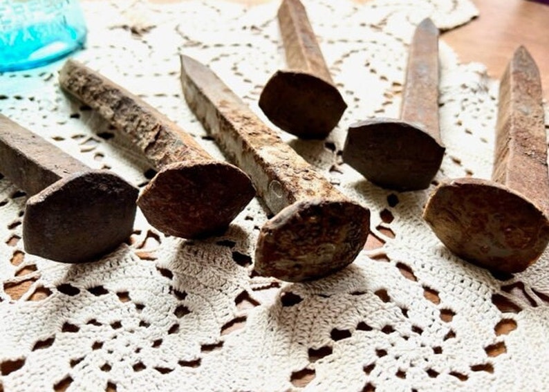 Vintage Railroad Spikes Authentic Train Track Iron Primitive Tie Stake ...