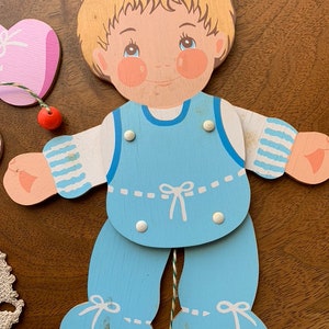 Vintage Pull String Toy Child Boy or Girl Pink Blue Unique Baby Shower ...