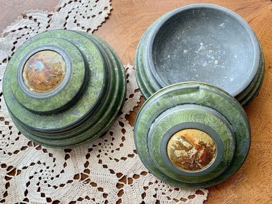 Vintage Victorian Vanity Powder Puff Bowl Compact Unique Mother's Day ...