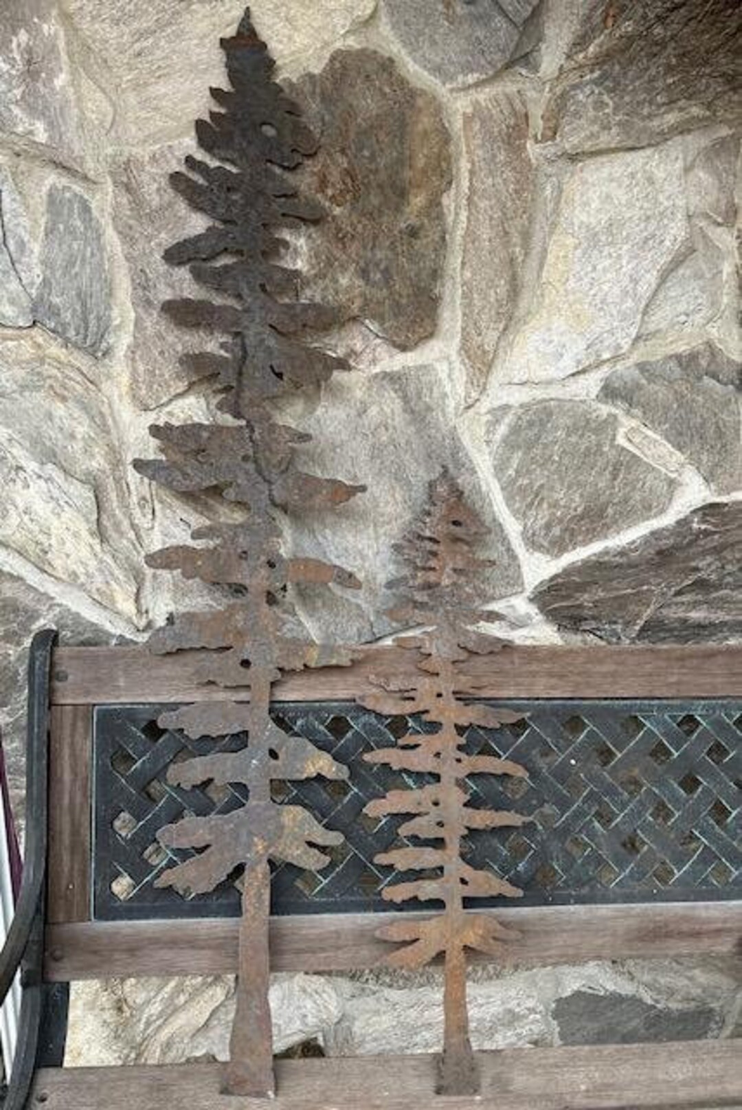 Rusty Metal Evergreen Tree Handmade Distressed Oversized Steele Wispy ...