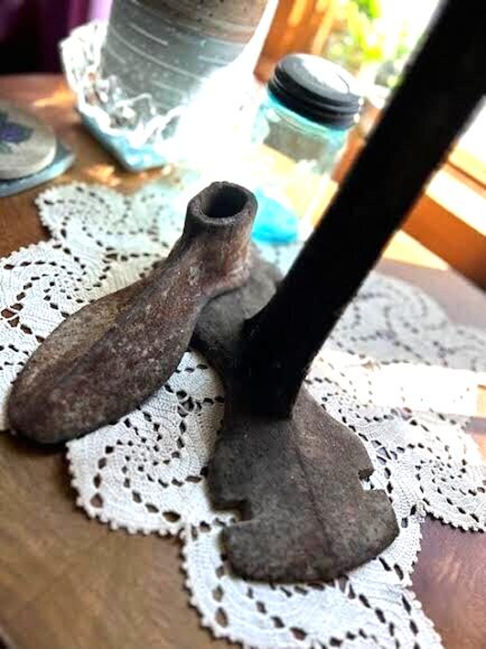 Vintage Shoemaker Cast Iron Stand Antique Cobbler Shoe Mold Form With ...
