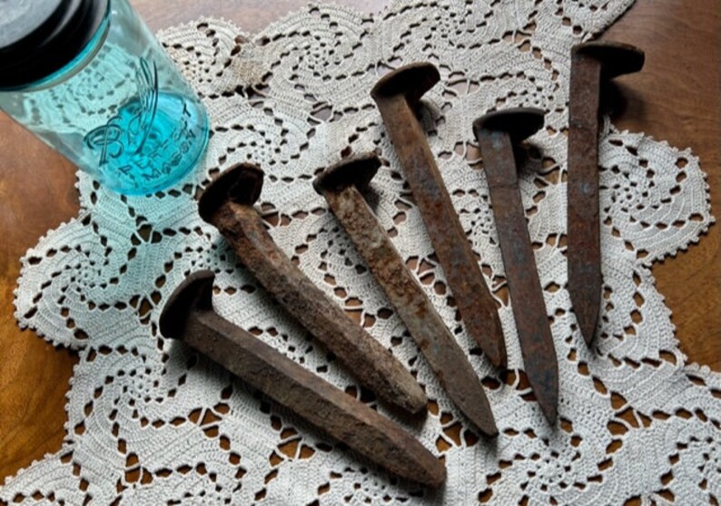 Vintage Railroad Spikes Authentic Train Track Iron Primitive Tie Stake ...