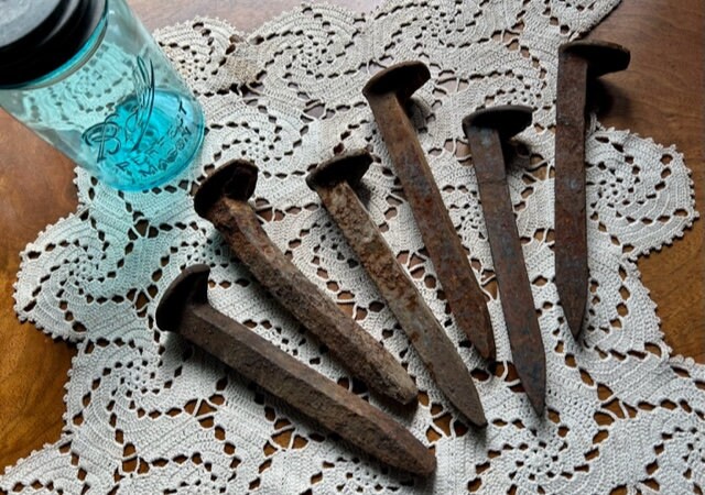 Vintage Railroad Spikes Authentic Train Track Iron Primitive Tie Stake ...