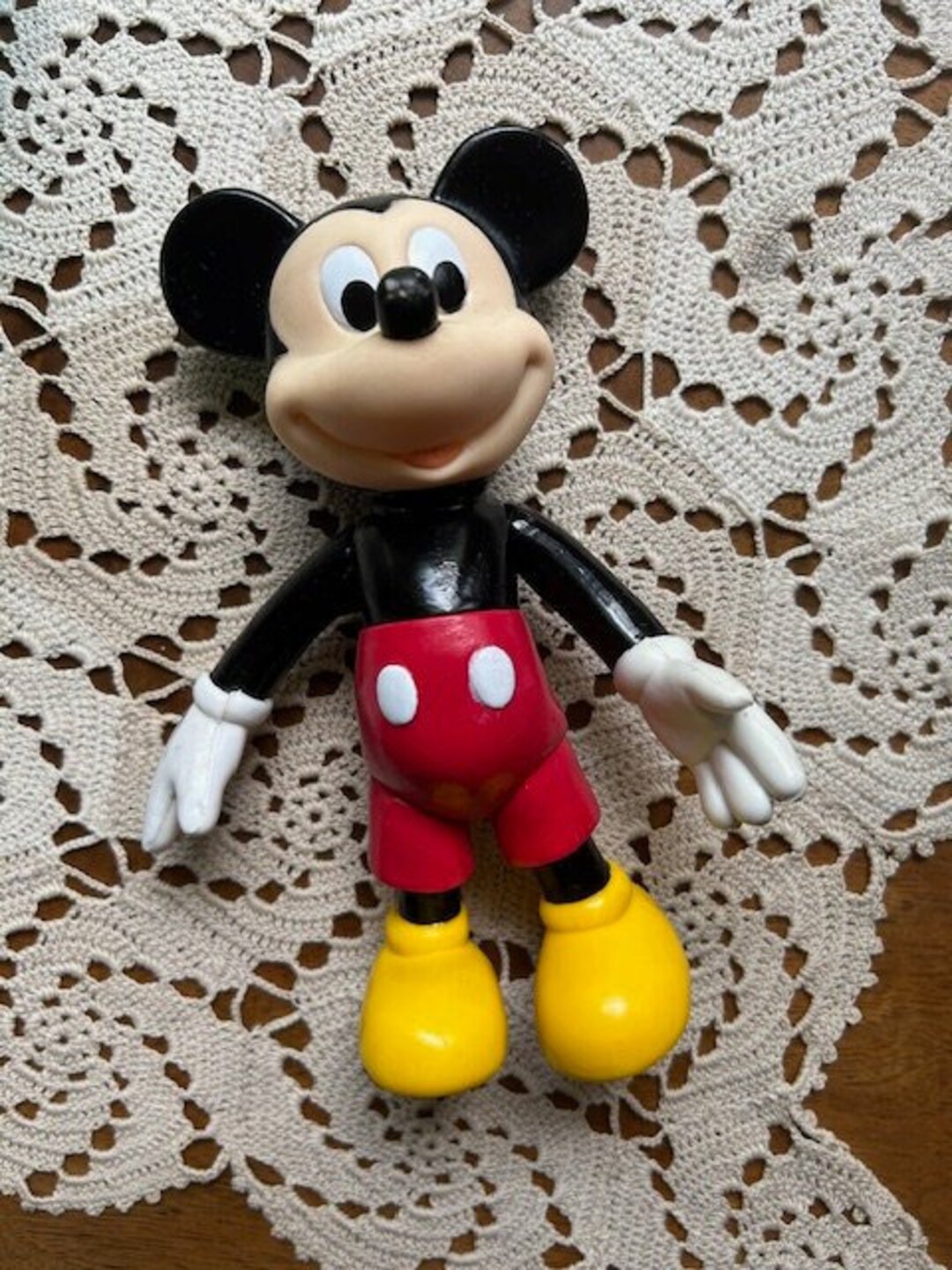 Vintage Mickey Mouse Figurine Hard Plastic Posable Disney Toy Eclectic ...