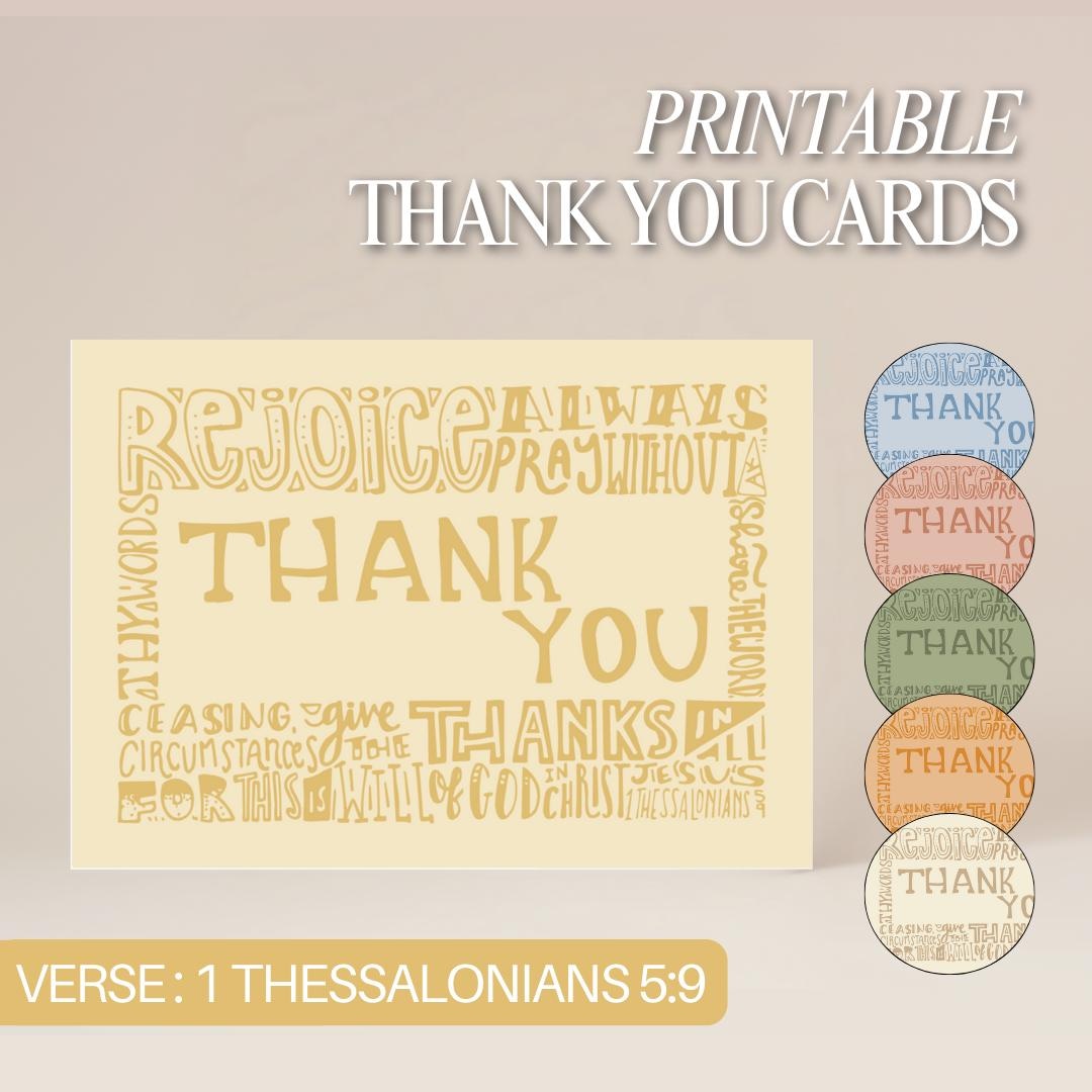 Printable Thank You Card Christian Greeting Card Bundle Faith Based ...