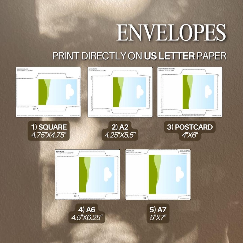 Printable Stationary Template Bundle Greeting Card Double Sided Custom ...