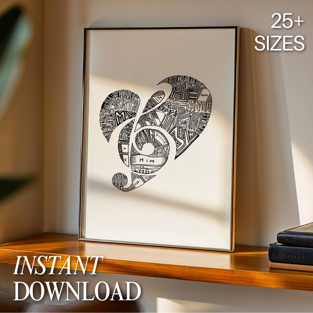 Printable Wall Art for Music Teacher Gift Idea for Worship Leader Home ...