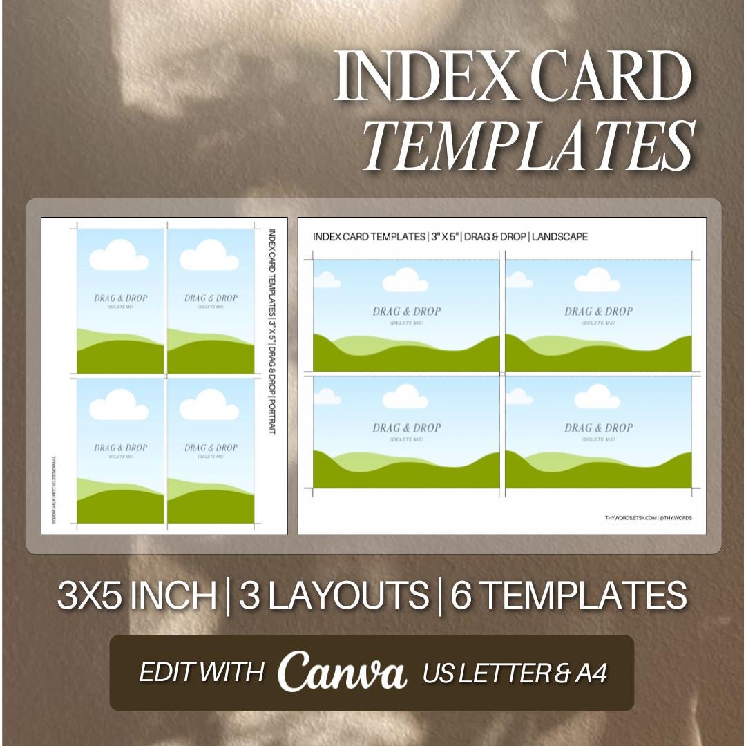 Printable Index Card Templates US Letter 3x5 Card Drag Drop Canva ...