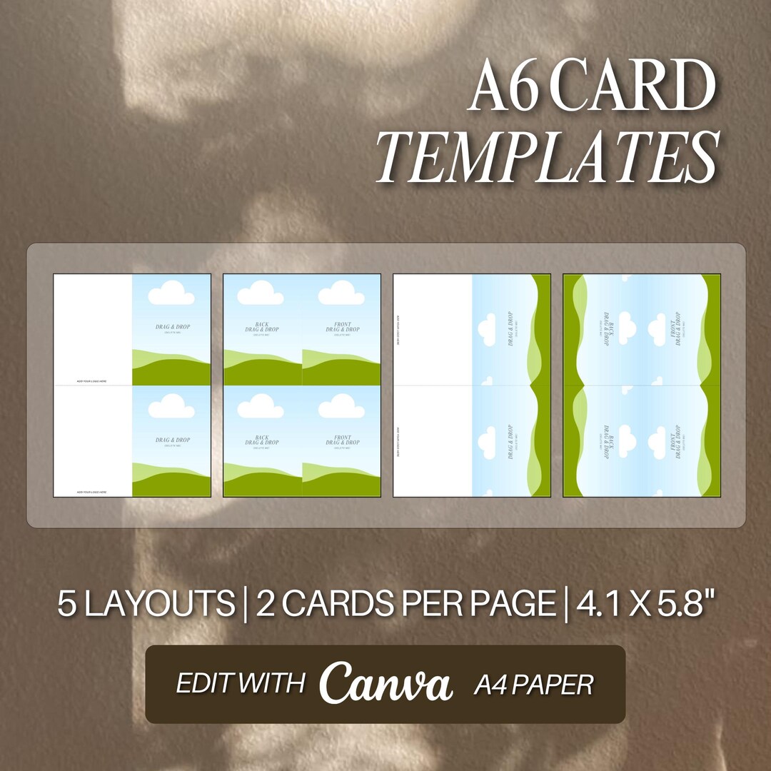Printable A6 Greeting Card Template 2 Card Drag Drop Canva Editable ...