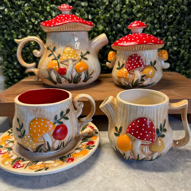 Arnels Mushroom Tea Set - Etsy