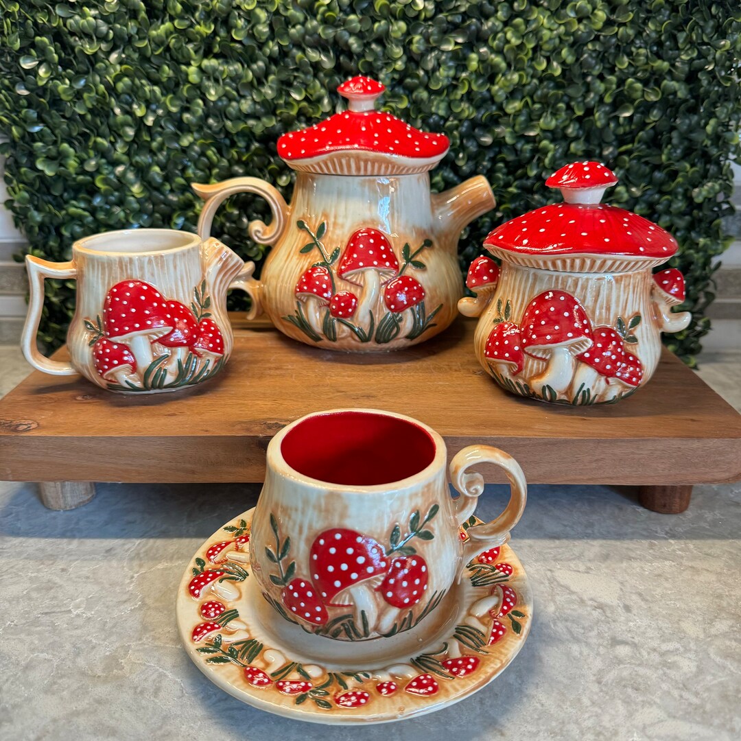 Arnel Mushroom Red Tea Set - Etsy
