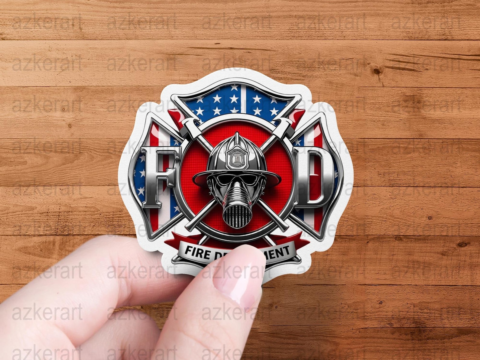 Firefighter Helmet Sticker: USA Flag Fire Department Decal - Etsy