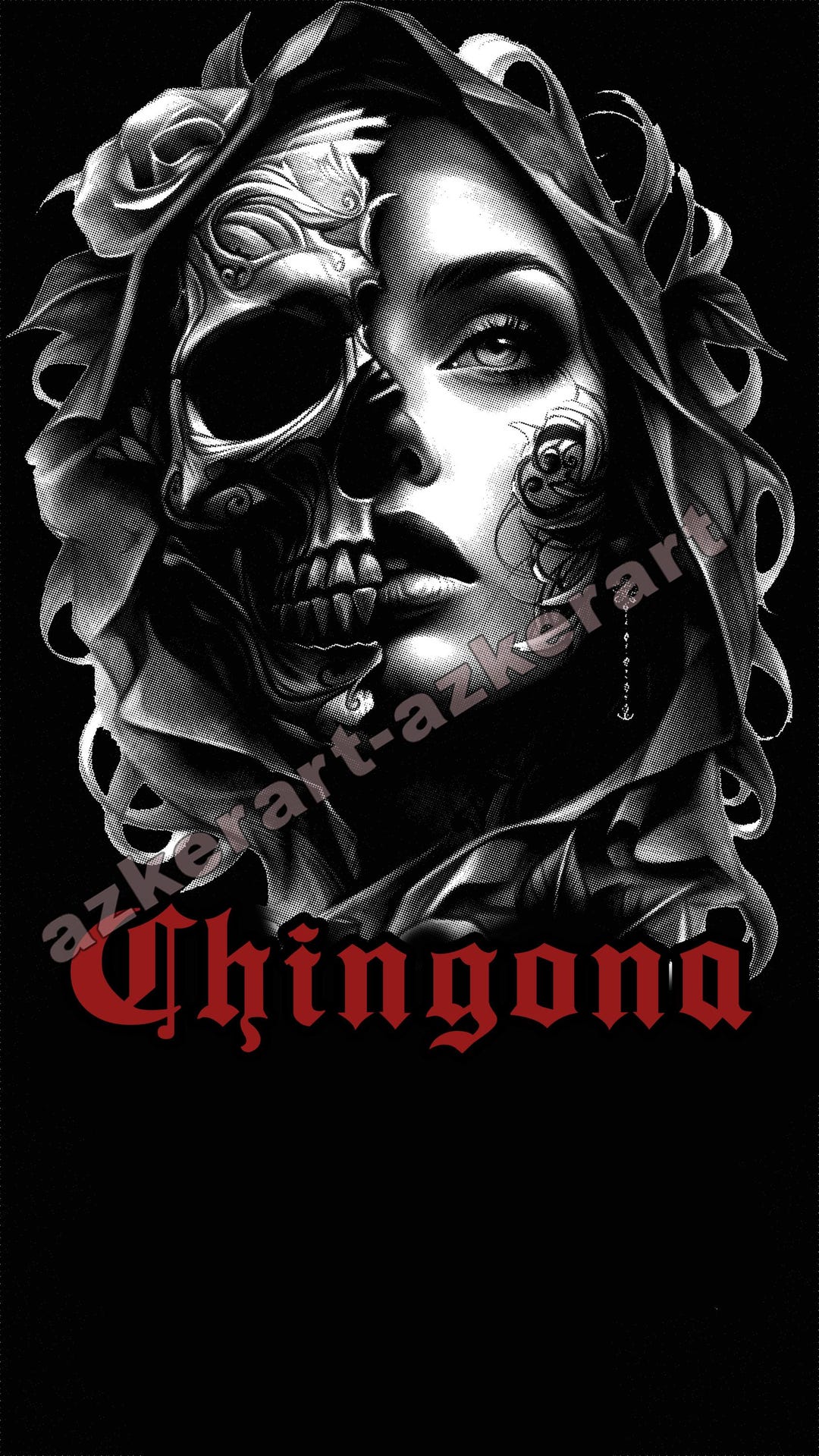 Chicana Style Halftone Download -chicano Art Mexico Digital Download ...